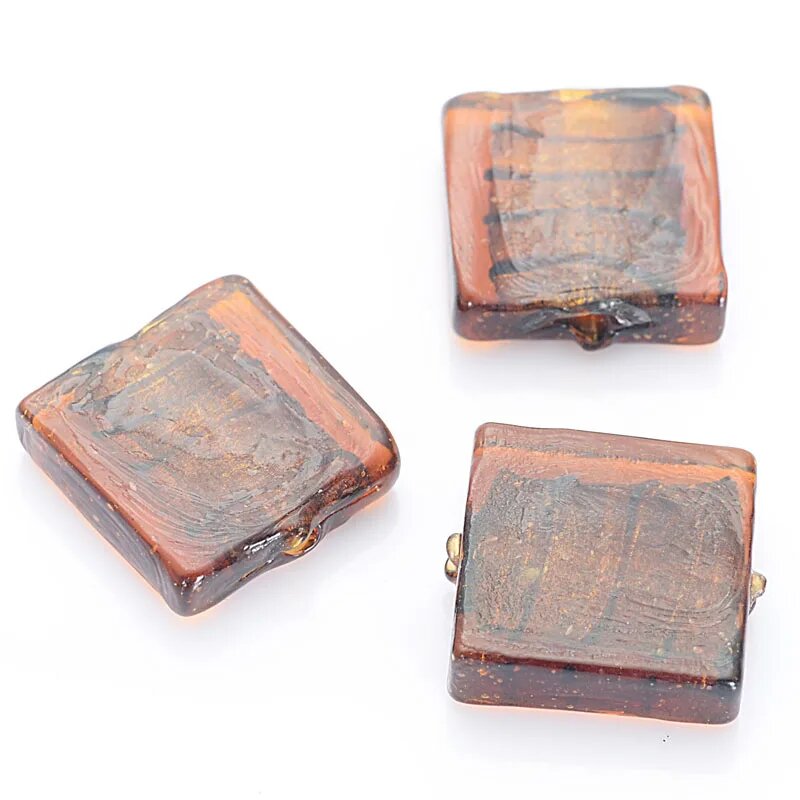 MIASOL Плоские квадратные серебряные бусины-разделители 10 шт. Coffee