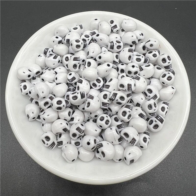 Акриловые бусины-разделители в форме черепа RYFDBMauve 10мм 12мм 10mm x30pcs, White