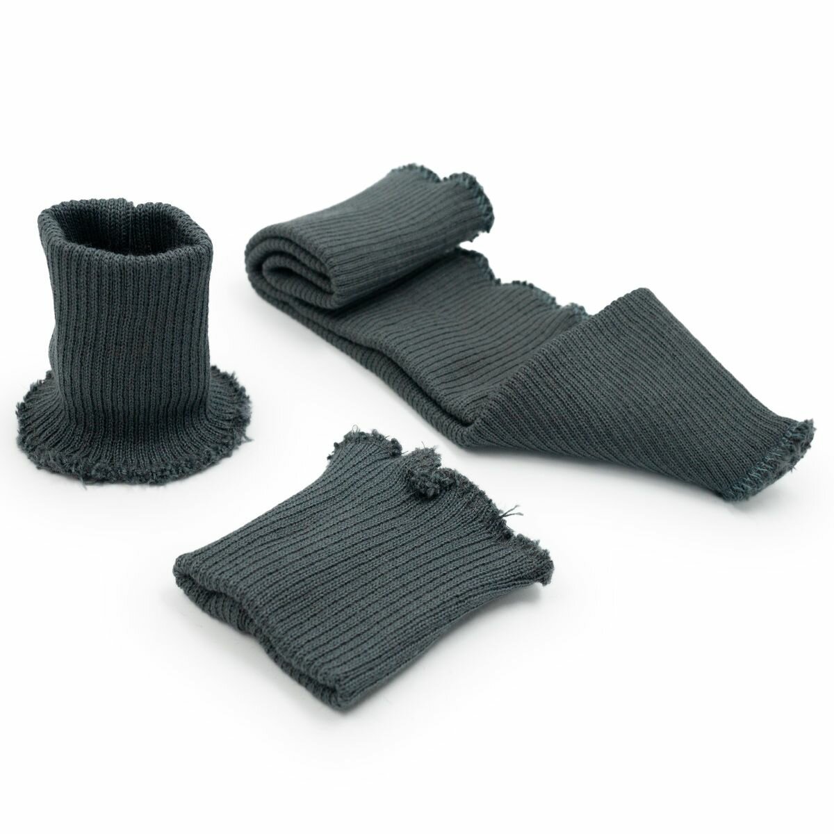 Комплект плотный (30% шерсть, 70% акрил), подвяз 42см в 2 сложения *10см + 2 манжета 8,5см*9,5см (431/5 черный жемчуг (серый))