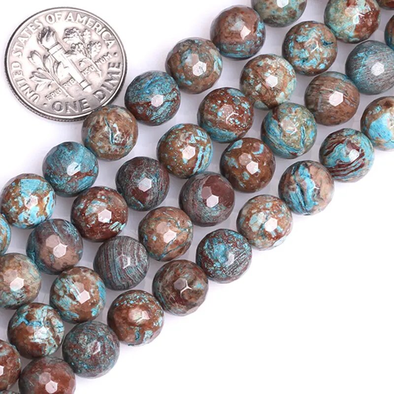 Круглые граненые синие Агаты GEM-inside 6-12 мм 14mm (26pcs per str)