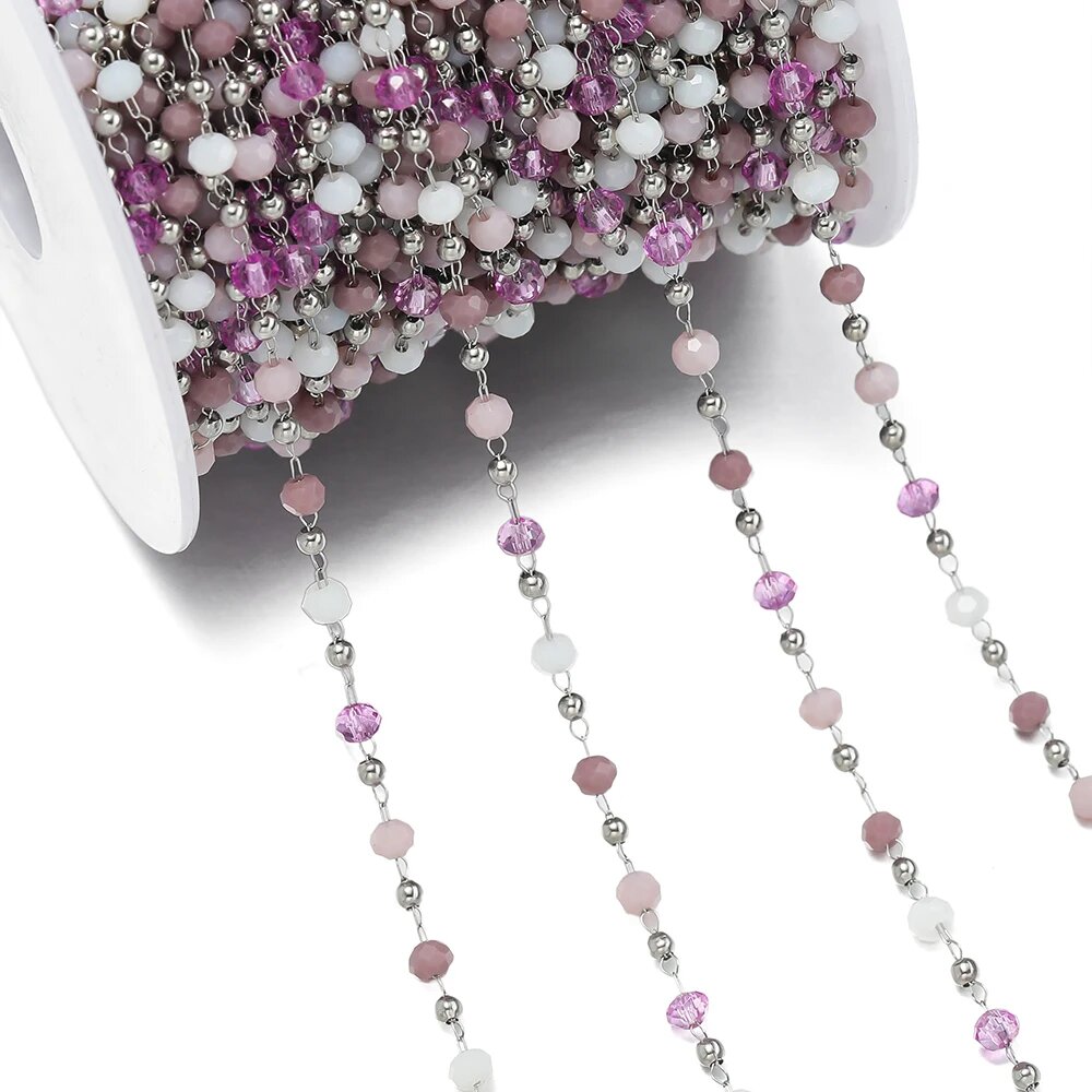 Цепочка с кристаллами Steel Purple01, 1 метр