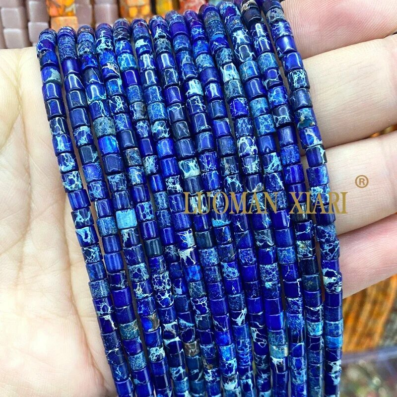 Синие бусины из яшмы LUOMAN XIARI 4x4 мм Темно-синий, 4x4mm 92-95pcs, dark blue