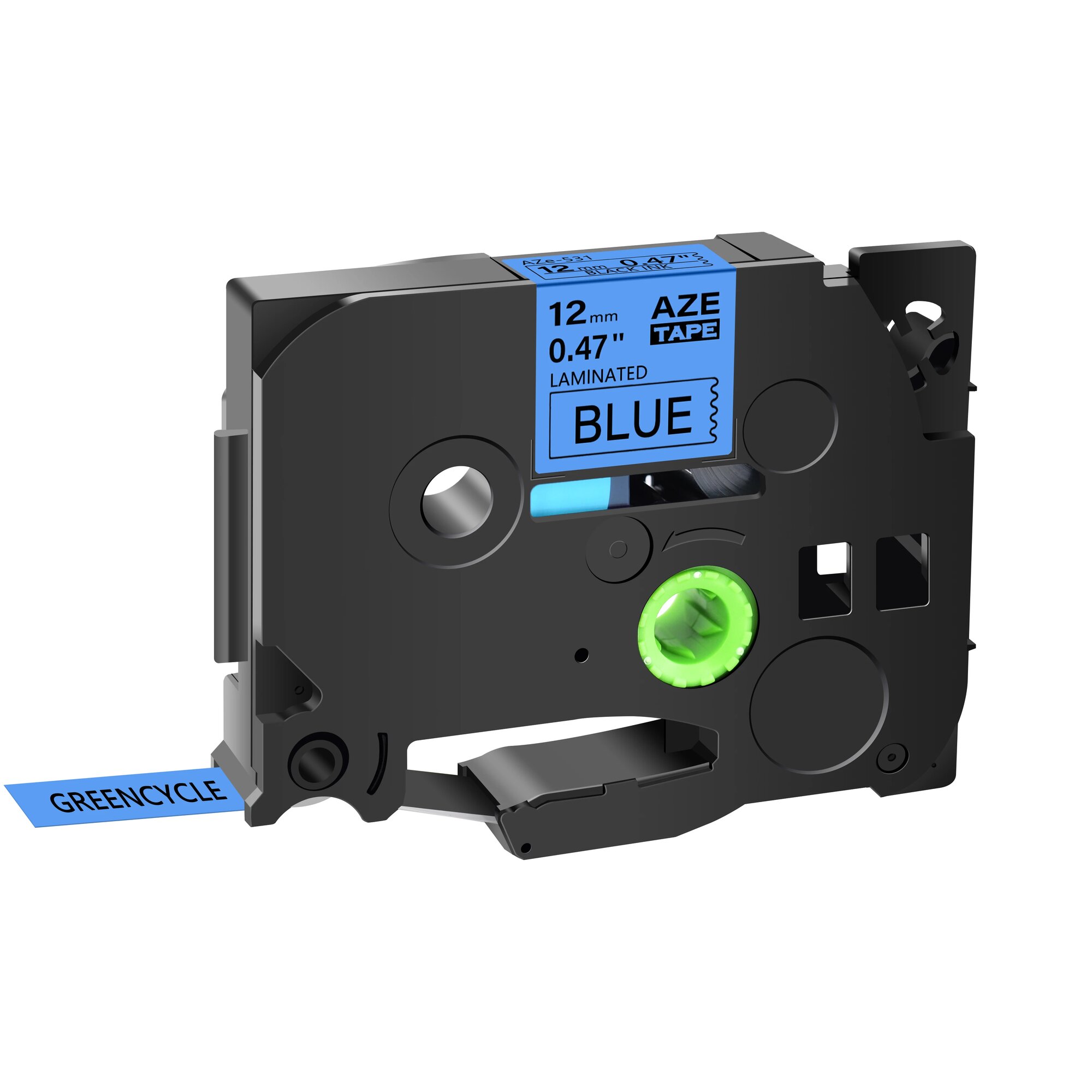 Лента для принтера этикеток GREENCYCLE 12 мм, Black on Blue, 8 м