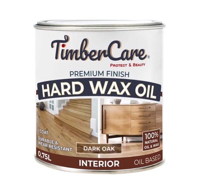 Защитное TimberCare Hard Wax Oi Dark oak масло с твердым воском, темный дуб, 0,75 л