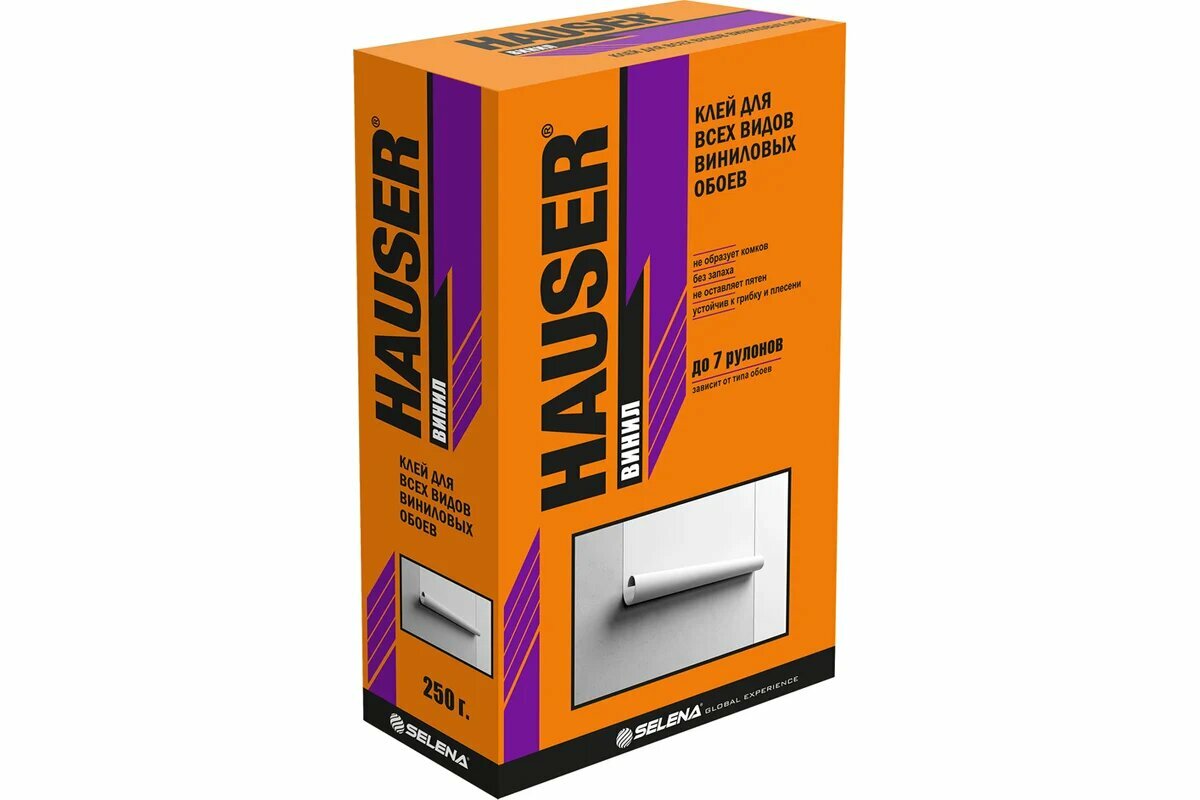 Клей для виниловых обоев пачка 250 г "Hauser" бесцветный, 1шт