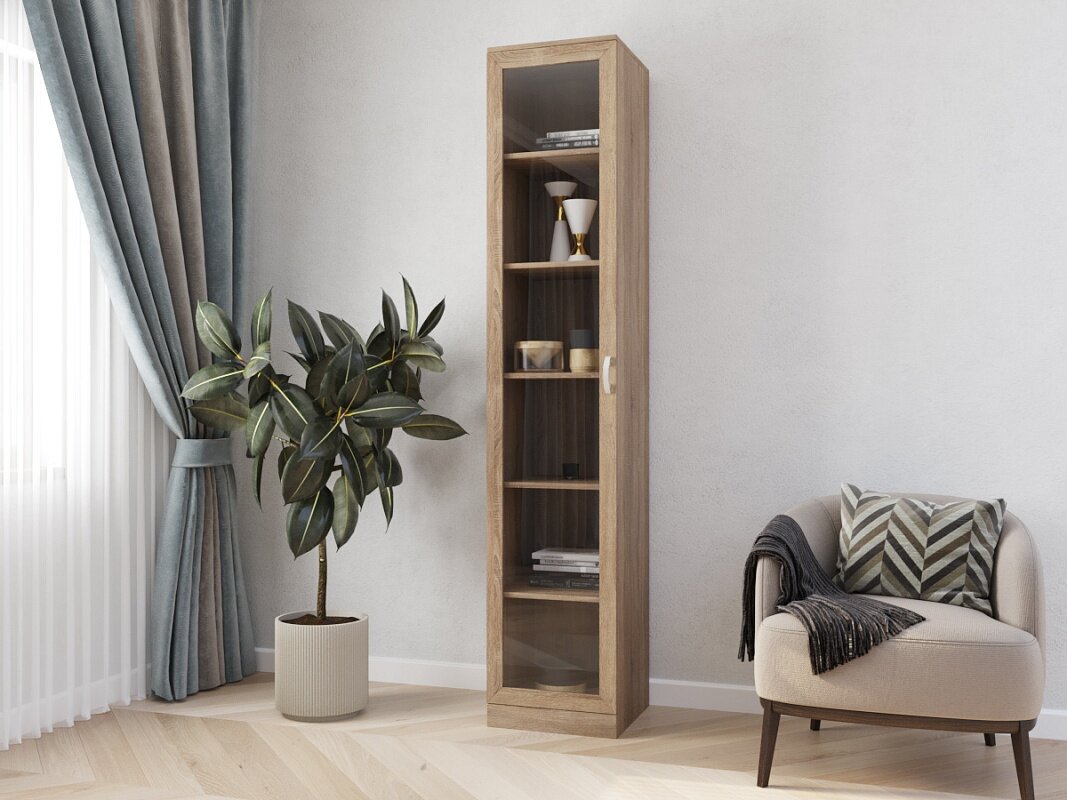 Книжный шкаф МебельЛэнд24 Библиограф - 1 №1 Дуб Сонома 30x30x200 дуб светлый