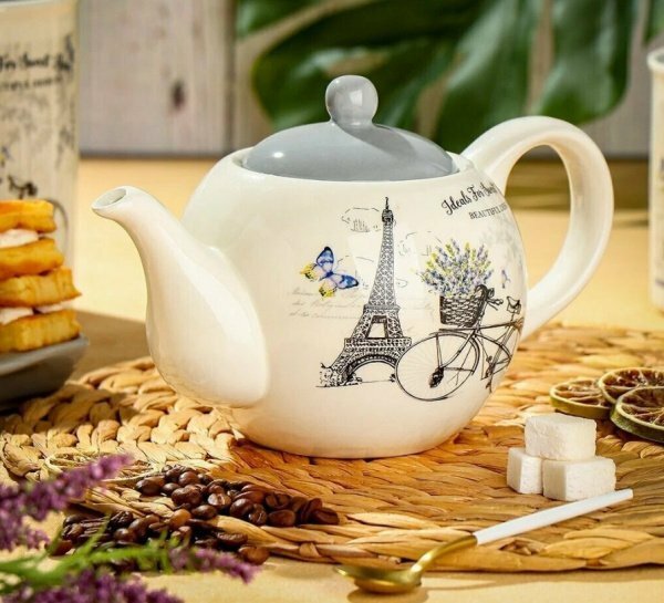 Чайник заварочный доломит, 0.95 л, Daniks, Прованс, серый