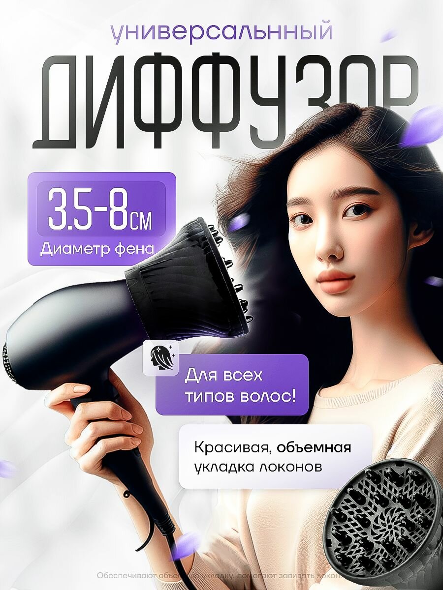 Диффузор для фена / Насадка универсальная для кудрявых и вьющихся волос
