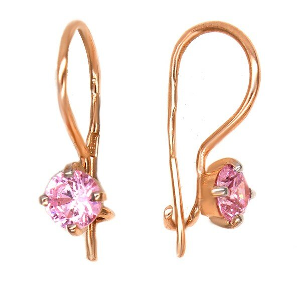 Серьги, красное золото, 585 проба, фианит