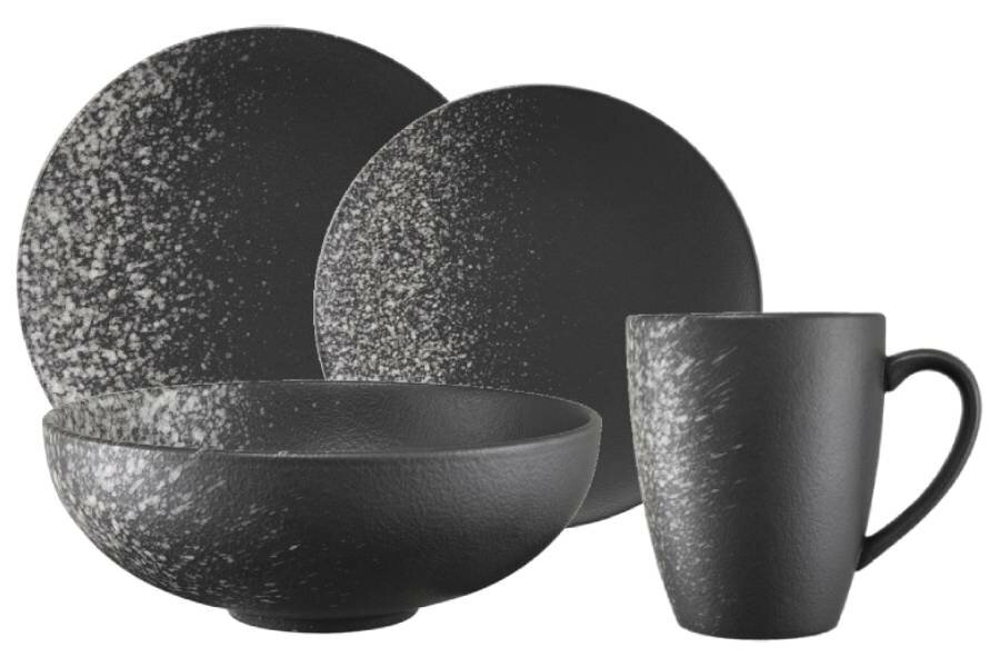 Набор обеденный с кружками, 6 персон, 24 предмета, фарфор P, черная, в белую крапинку, Caviar Galaxy (Maxwell&Williams)