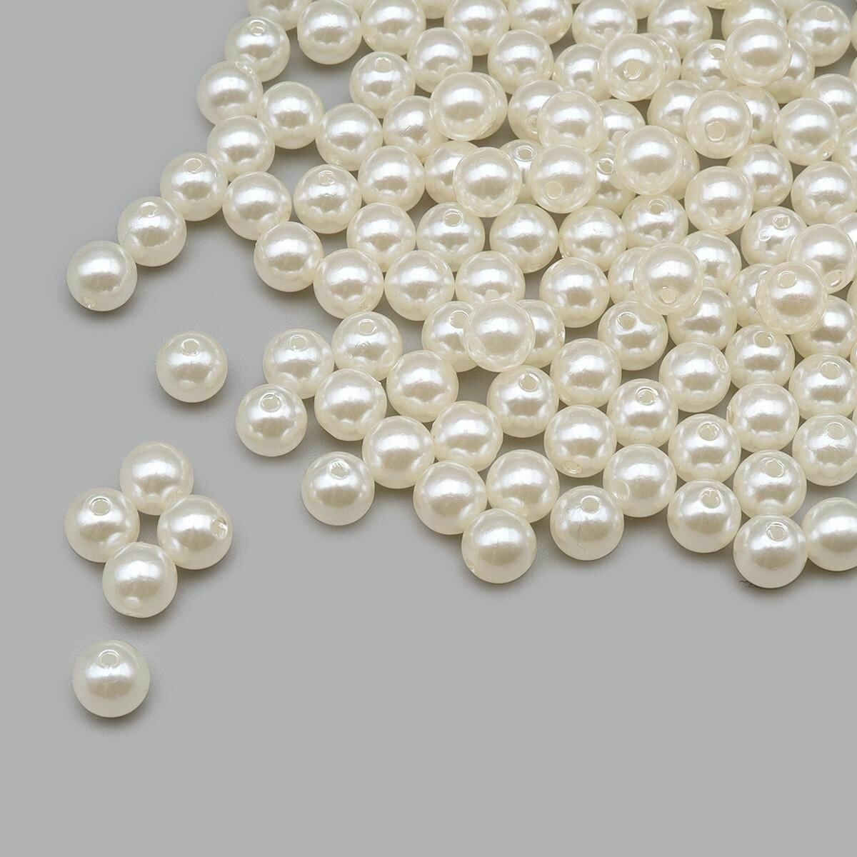 Бусины Astra&Craft "Жемчуг", пластиковые, круглые, 8 мм, цвет 003 NL, Телесный, 50 г