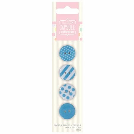 Набор пуговиц docrafts "Spots & Stripes", Pastels, синие, 4 шт