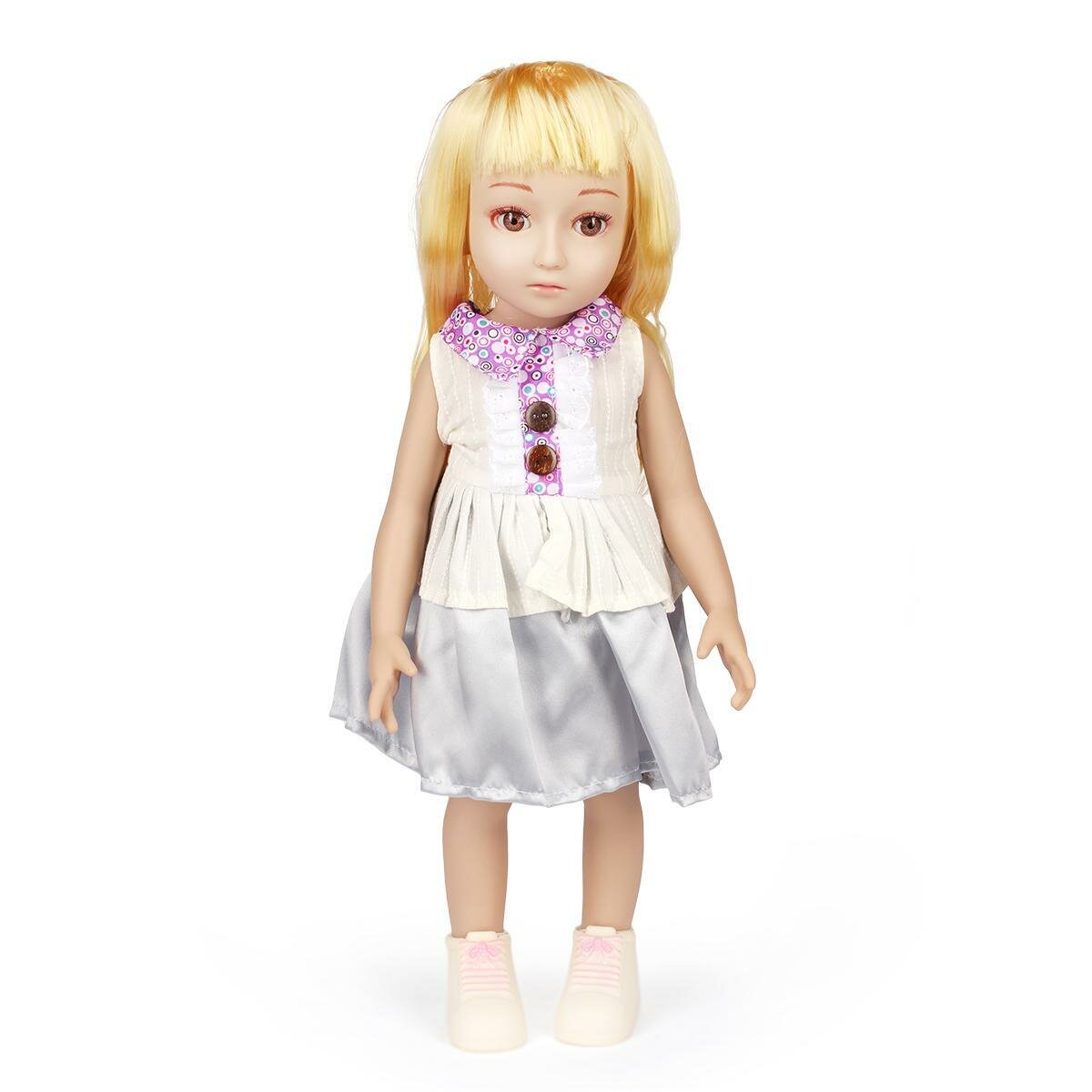 Кукла классическая 51см, белое платье с фиолетовым воротником, для ролевых игр