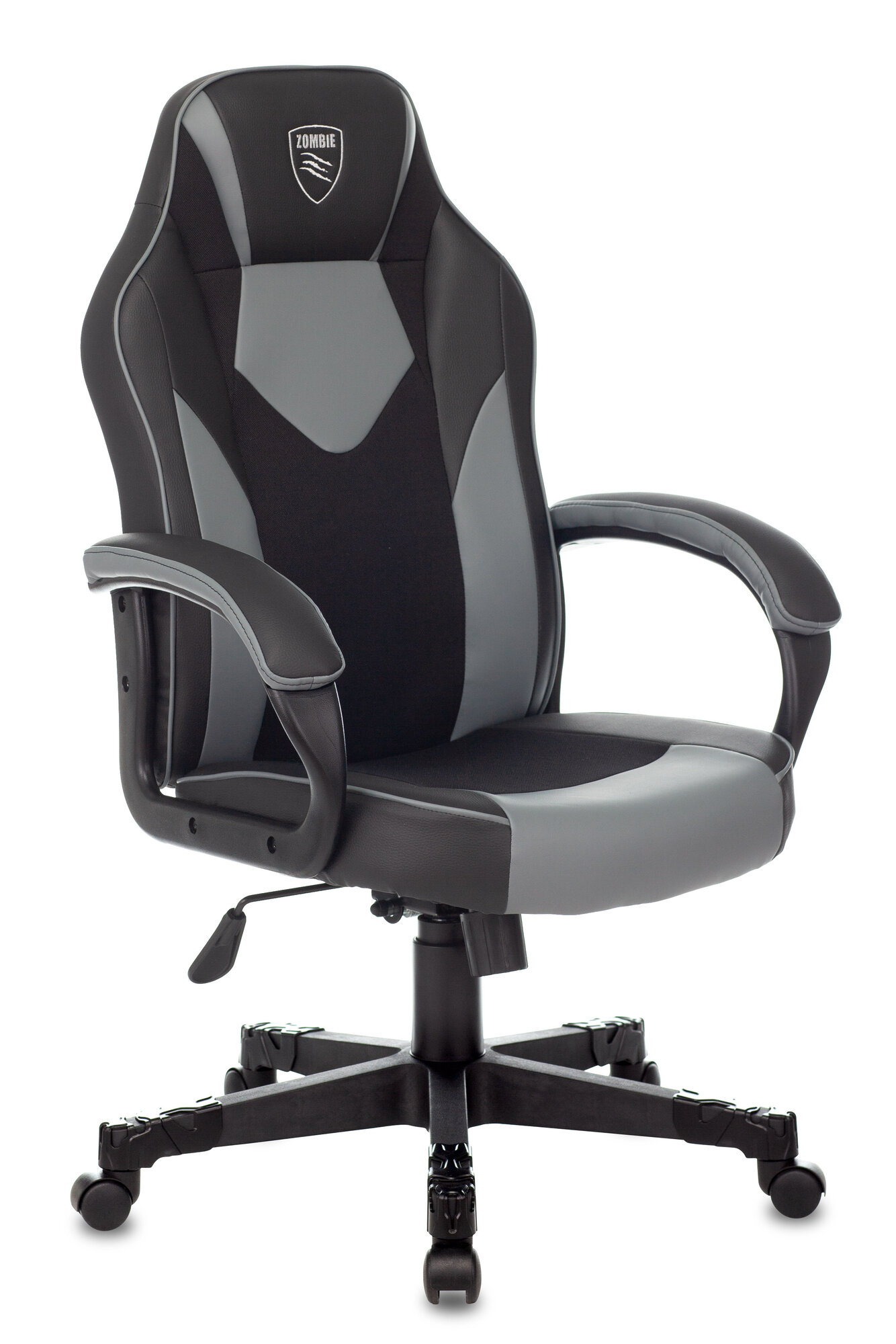 Кресло игровое компьютерное Zombie GAME 17 черный-серый, ткань-эко. кожа, крестовина пластик