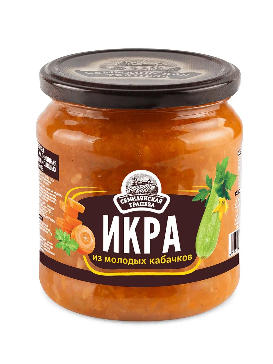 Икра Семилукская Трапеза из молодых кабачков, 460 г