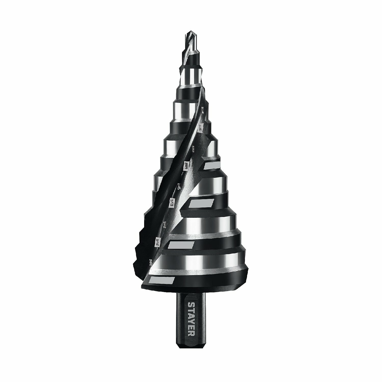 STAYER Pro-Max 4-39мм, 14 ступеней, винтовая спираль, сверло ступенчатое (29661-4-39-14) (29661-4-39-14)