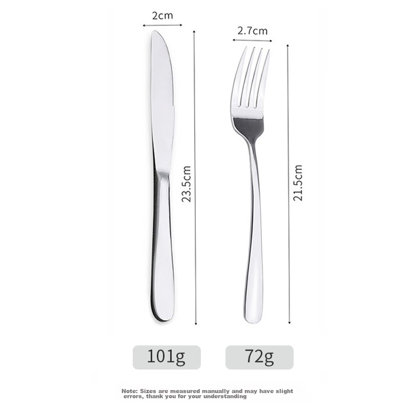 Edo 304 Stainless Steel Western Steak Knife and Fork 410 Stainless Steel Table Knife Set Main Knife + Main Fork + Gift Box