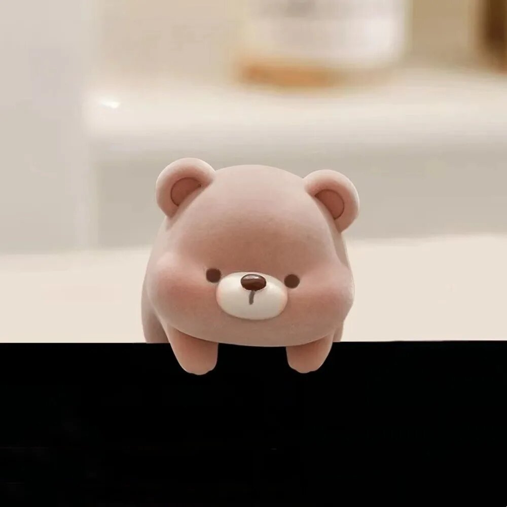 Розовая фигурка мишка для монитора, Bear