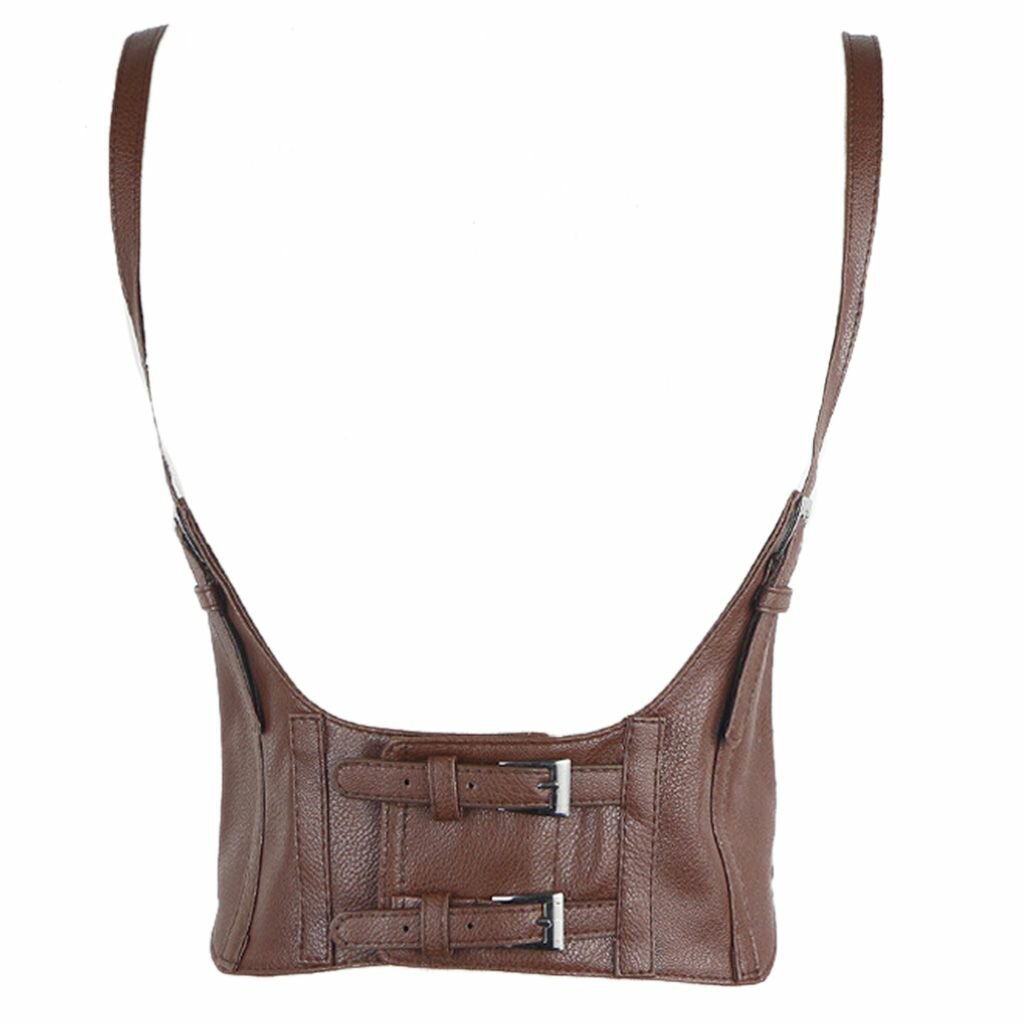 Женский корсет из искусственной кожи под грудью, укороченный топ с регулируемой двойной пряжкой