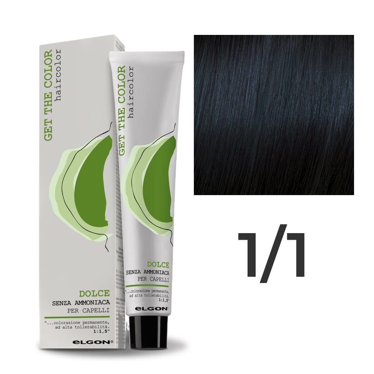 Крем - краска для волос профессиональная Elgon Get the Color Dolce 1/1 Черный Пепельный 100 мл