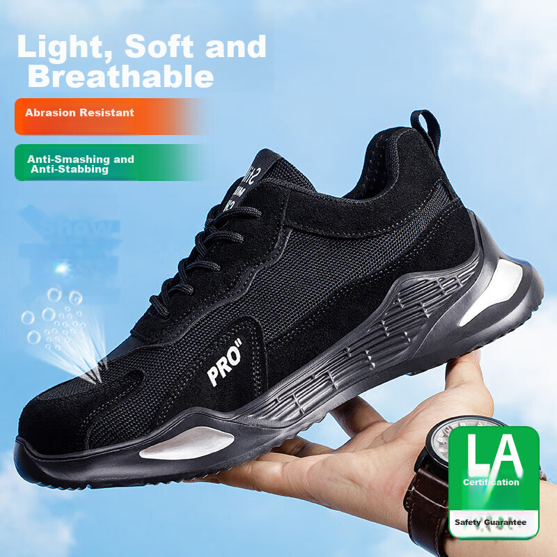 Shierlingzhi Safety Shoes for Men, Breathable, Ultra-Light, Soft, Anti-Smashing, Anti-Puncture, Steel Toe Cap, Work Protection, LA Functional Safety Shoes 245 43