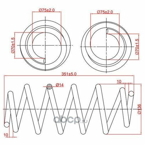 Пружина подвески передней Audi A4, A6, Skoda Superb, VW Passat B5, L351-D136-t14 ZIKMAR Z48095R