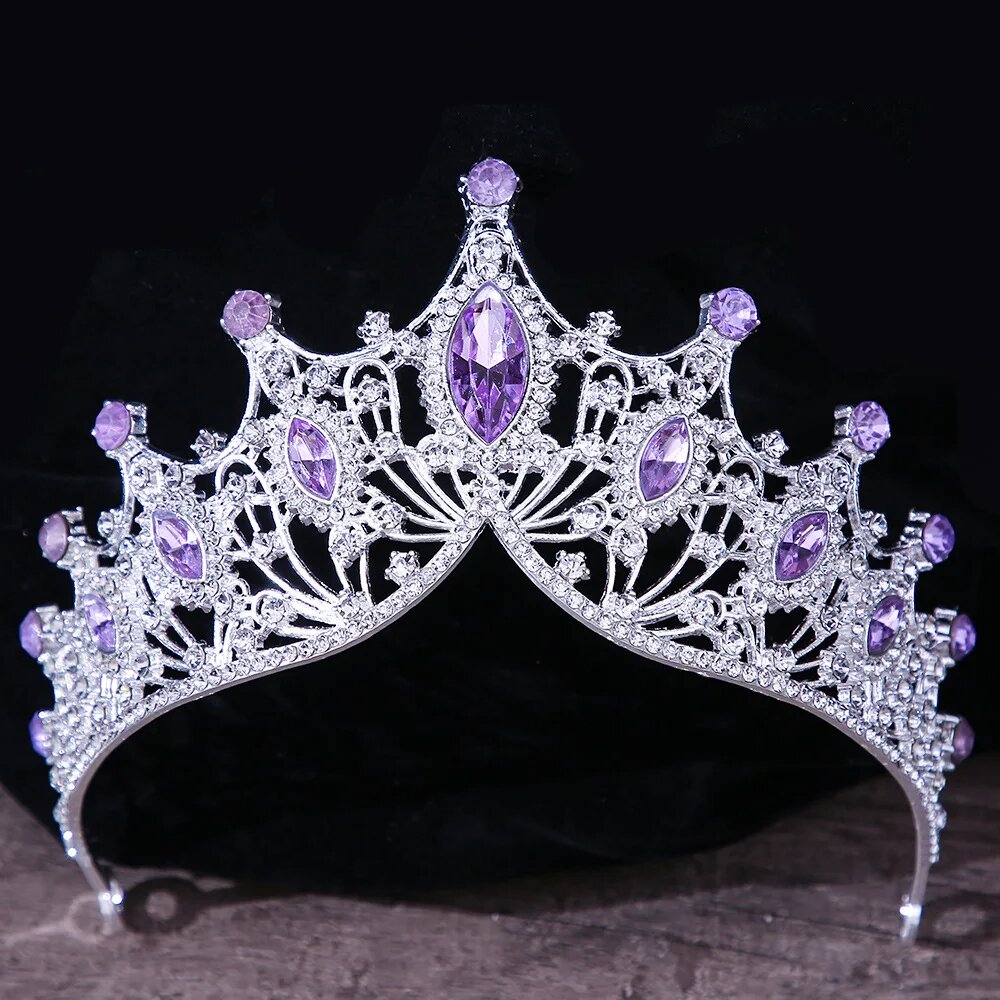 Сиреневая хрустальная корона DIEZI, silver purple