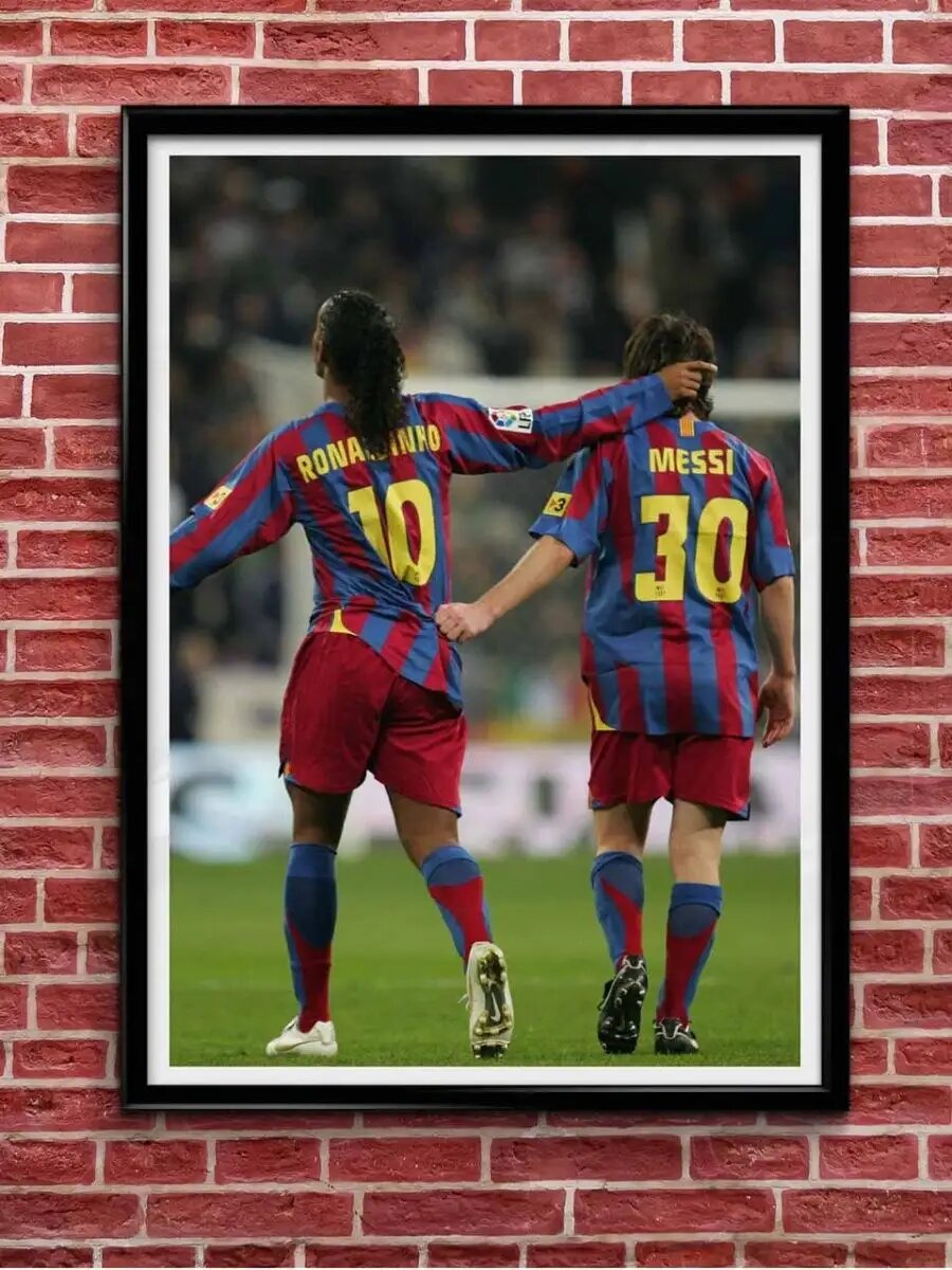 Плакат, Постер Месси и Роналдиньо (А3 постер на стену)