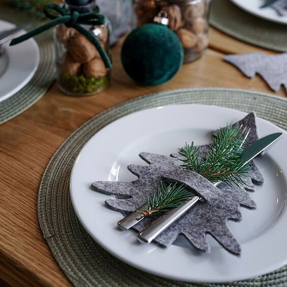 Набор конвертов для столовых приборов Елочка, 4 шт, серый, Koopman, DH8056220-1