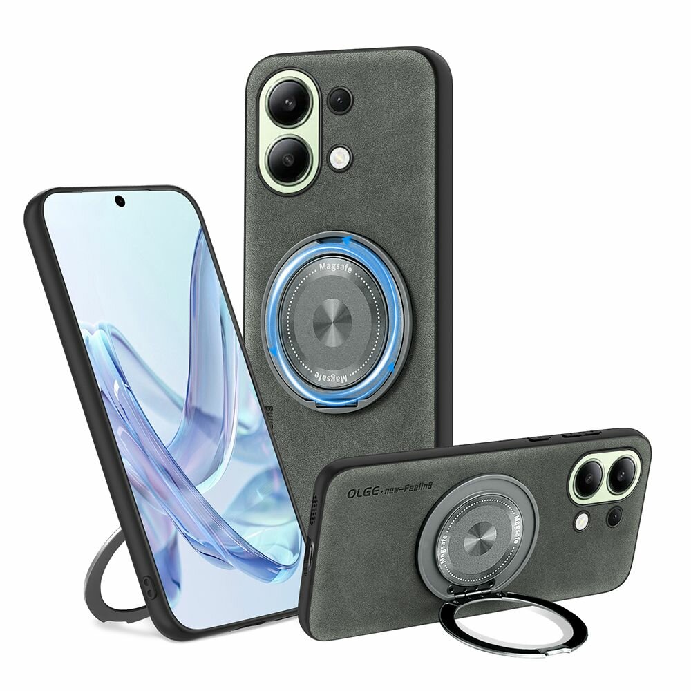 Чехол на Редми Ноут 13 4G с поддержкой MagSafe/ магсейф для Redmi Note 13 4G для использования магнитных аксессуаров, противоударный, вращающееся на 360металлическое кольцо