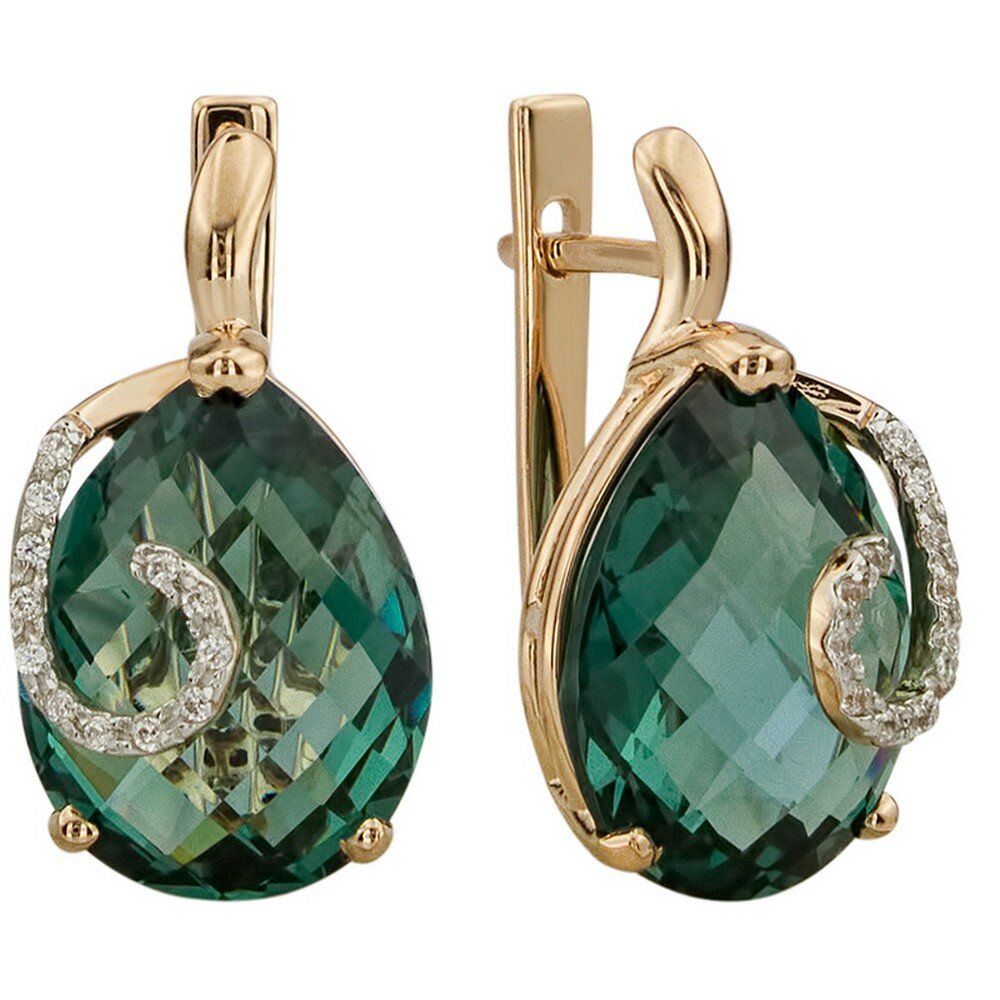 Серьги, красное золото, 585 проба, аквамарин