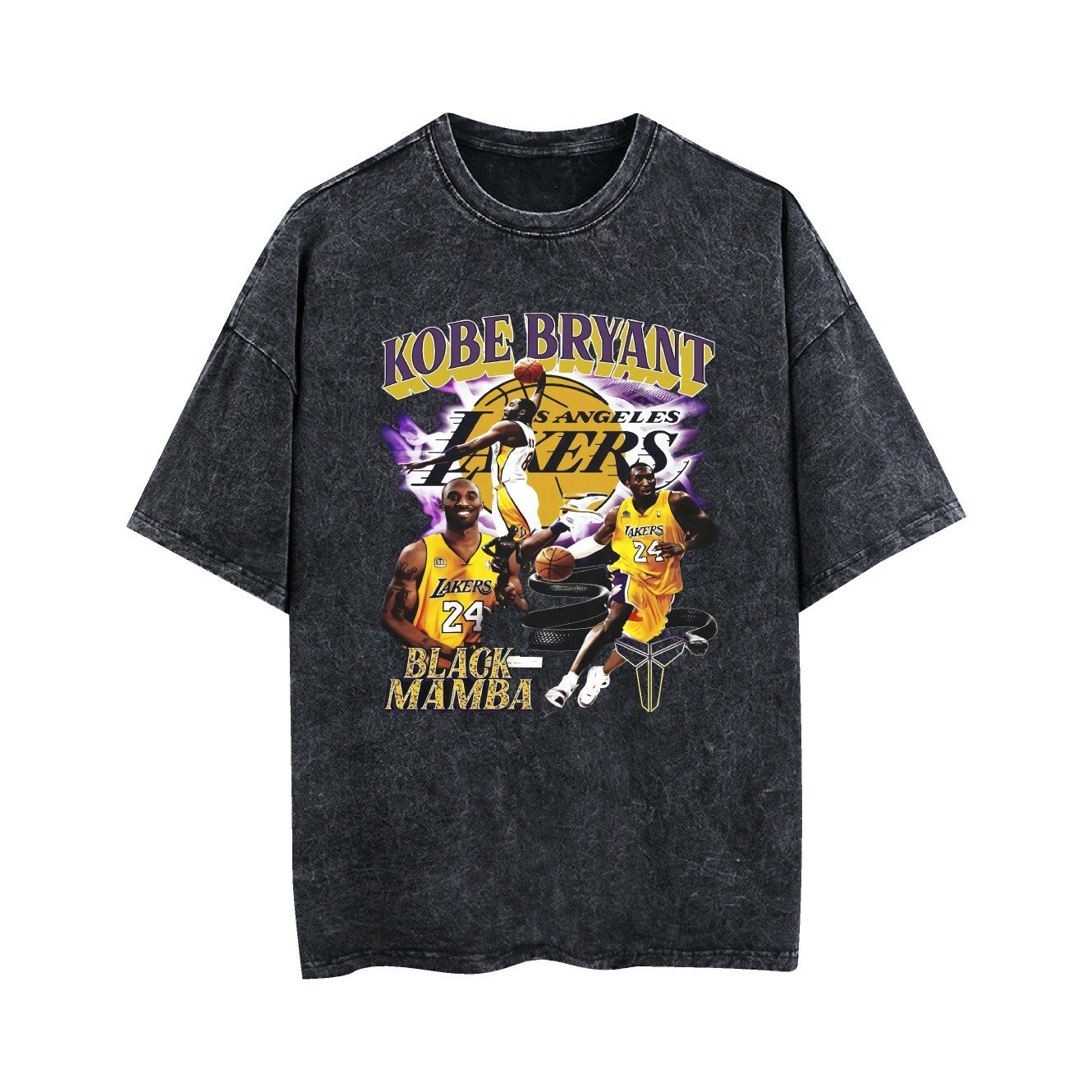 Ретро-футболка Vintage Lakers Kobe Bryant Черный ретро-костюм с коротким рукавом