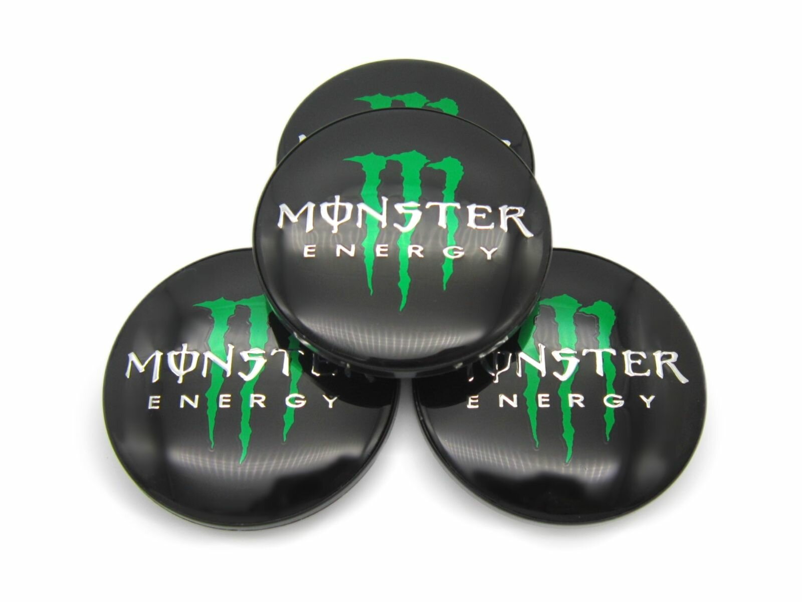 Колпачки заглушки на литые диски КиК MONSTER Energy 62/55/10, комплект 4 шт.