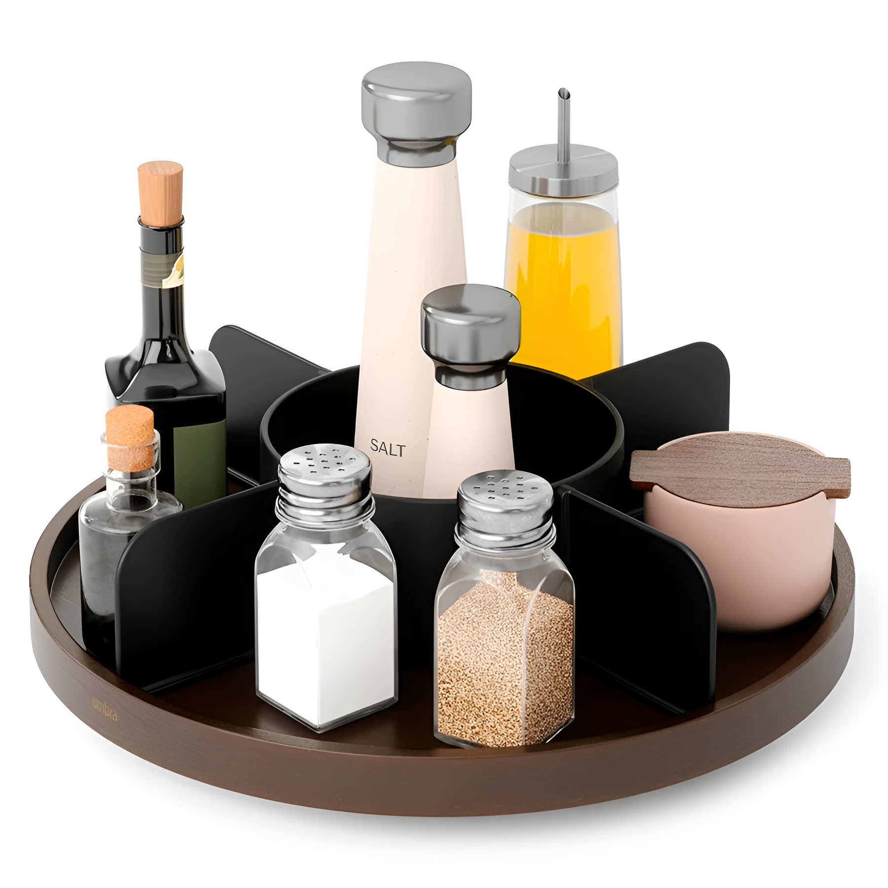 Органайзер для специй Umbra Bellwood, дерево, пластик, сталь, силикон, черный/орех