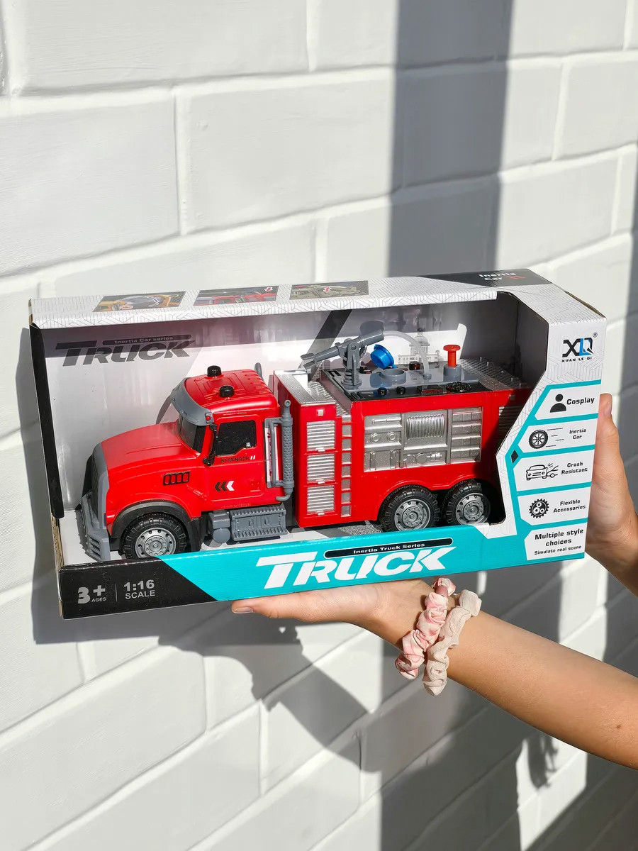 Пожарная машина 28 см. Большая машинка с инерционным механизмом. Детская игрушка машинка для мальчика