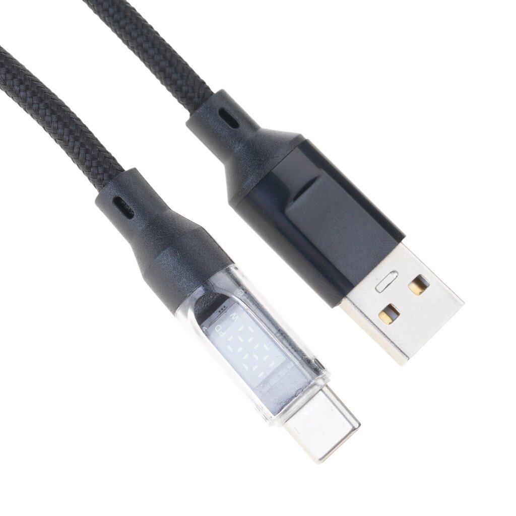 Удлиненный динамический цифровой дисплей мощностью 120 Вт, кабель для сверхбыстрой зарядки Type c, кабель для передачи данных-1 метр-цифровой дисплей, прозрачный, черный