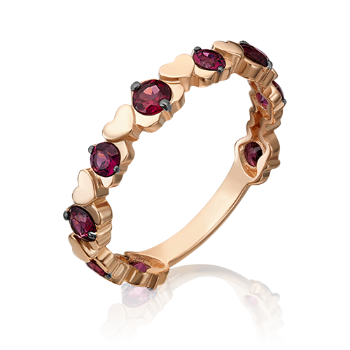 Кольцо, красное золото, 585 проба, гранат