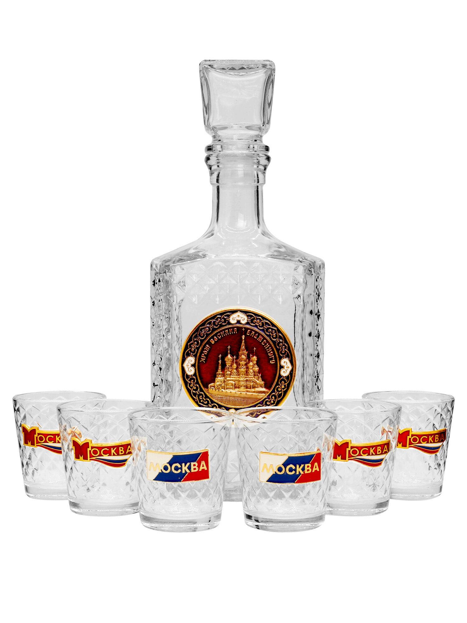 Подарочный набор для водки со штофом Москва, 6 стопок, 0,5 л.
