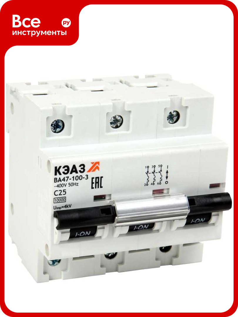 Автоматический модульный выключатель КЭАЗ 10кА ВА47-100-3C100-УХЛ3 318137