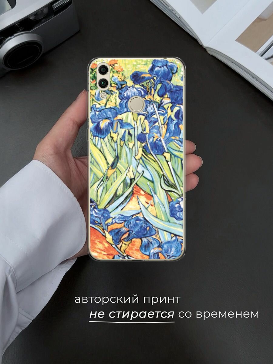 Силиконовый чехол на Honor 8C / Хонор 8С с принтом "Ирисы Ван Гог" — фото 1