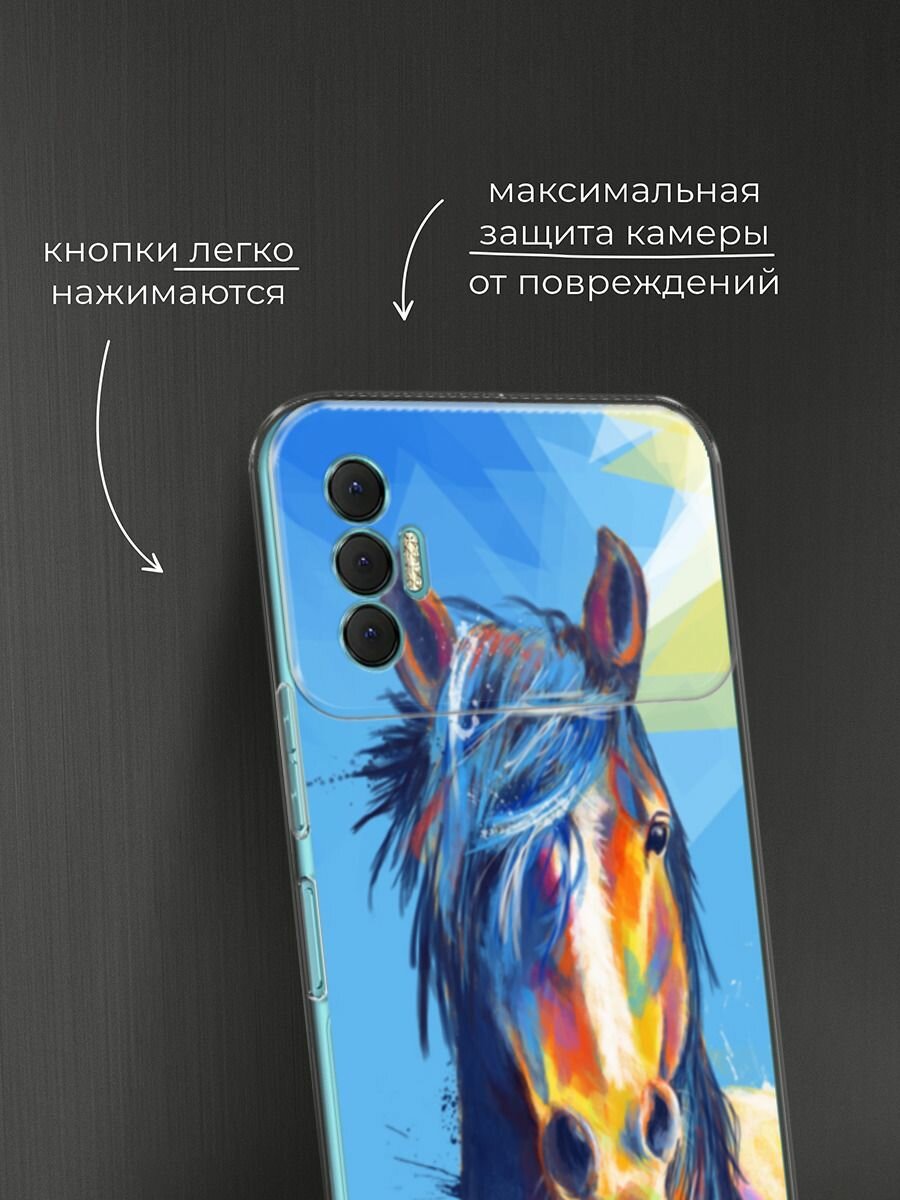 Чехол на Tecno Spark 8P / Техно Спарк 8P с принтом "Лошадь арт 3" — фото 1