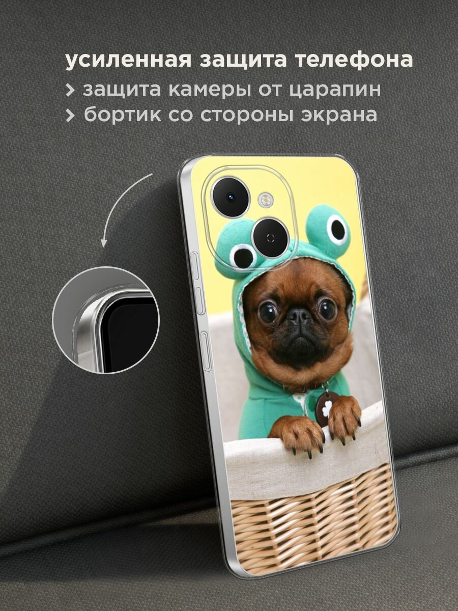 Чехол на Tecno Spark 40C / Текно Спарк 40C с принтом "Собачка в шапке лягушки" — фото 1