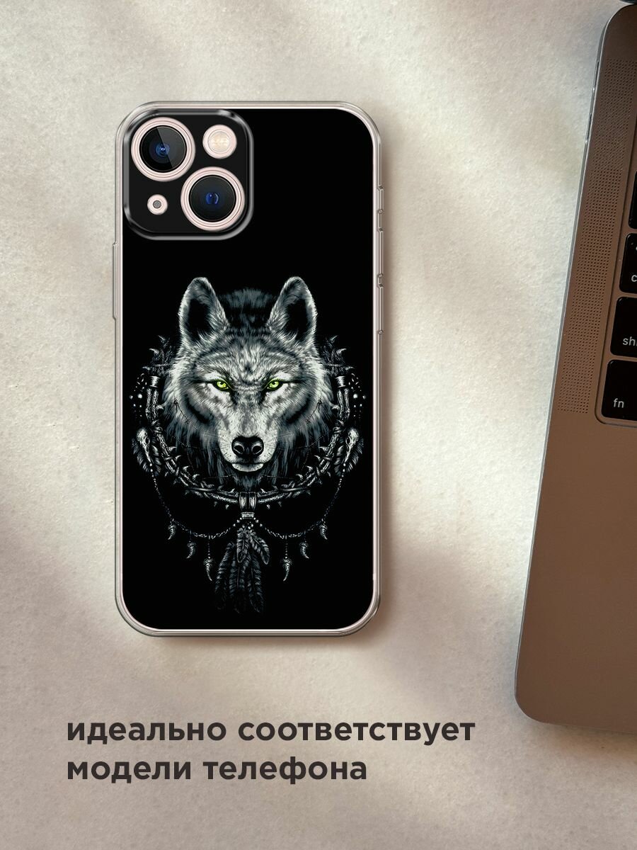 Чехол на Apple iPhone 13 mini / Айфон 13 мини с принтом "Волк оберег" — фото 1