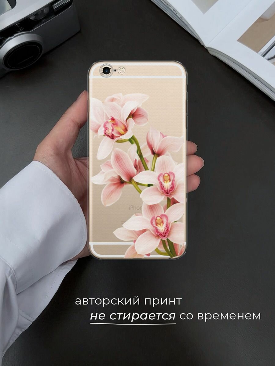 Чехол на Apple iPhone 6 Plus/6S Plus / Айфон 6 Плюс/Айфон 6С Плюс с принтом "Нежная орхидея", прозрачный — фото 1