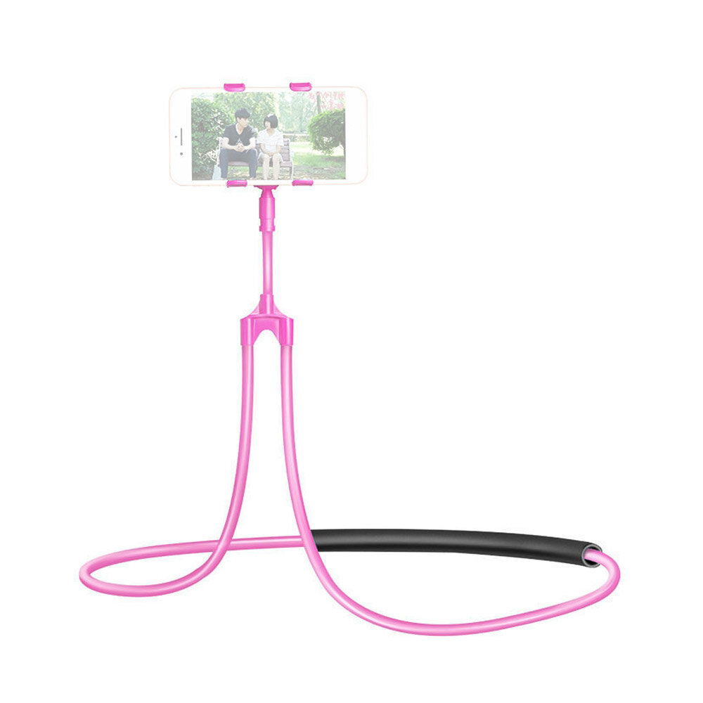Многофункциональный шейный кронштейн для смартфонов с гибким шлангом, поддержка, ленивый шейный держатель для телефона для рук, совместимый с iPhone, Huawei, мобильными телефонами, Розовый