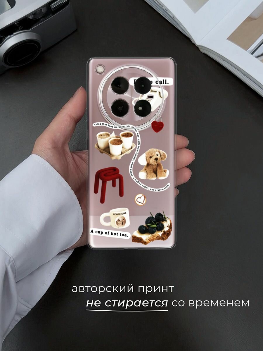 Чехол на Infinix Zero 40 4G / Инфиникс Зеро 40 4G с принтом "Phone call", прозрачный — фото 1