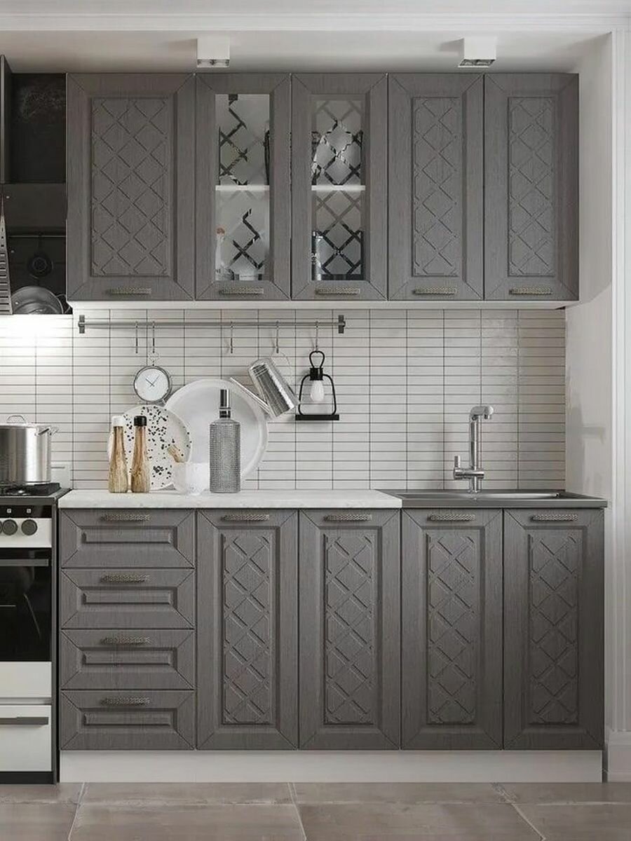 Кухонный гарнитур МДФ 1,6 м в стиле Прованс, Трюфель