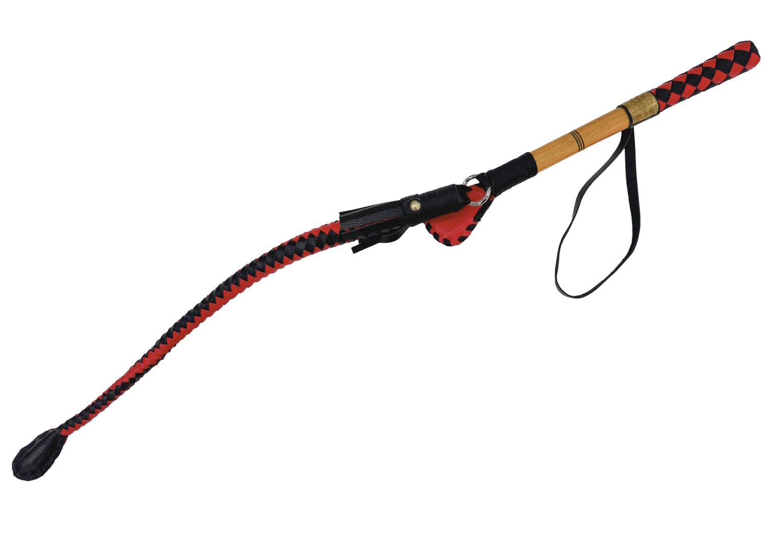Нагайка Донская казачья, натуральная кожа, чёрно-красная