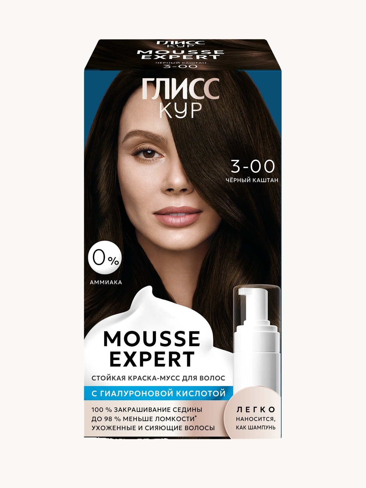 Глисс Кур Mousse Expert Стойкая профессиональная краска-мусс 3-00 Черный каштан