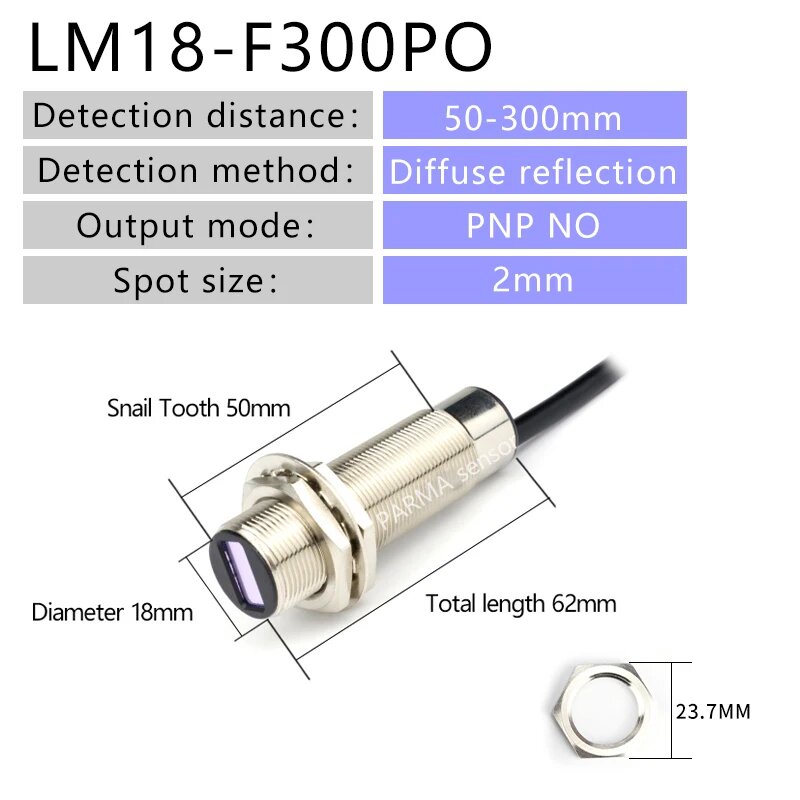 Лазерный датчик M18, фотоэлектрический датчик диффузного отражения, индукционный LM18-F300PO